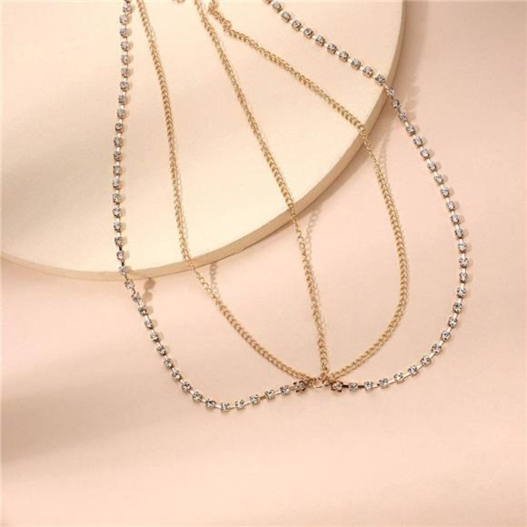Other | Shegirl Boho Layered Head Chains Gold Rhinestone Headpiece ...
